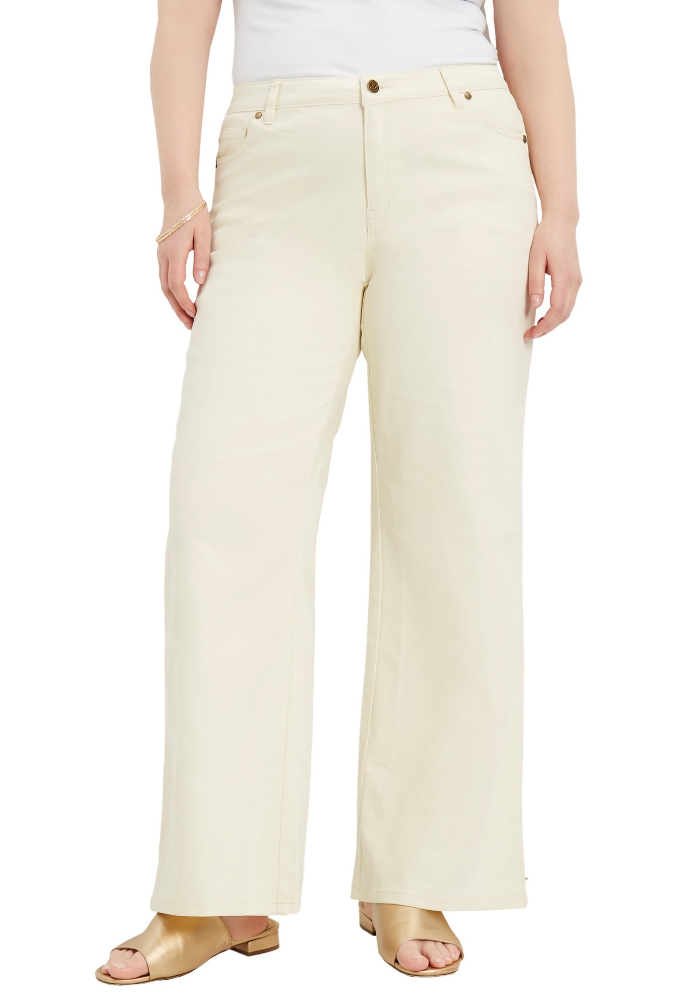 June + Vie Women's Plus Size Curvie Fit Wide-Leg Jeans - Walmart.com