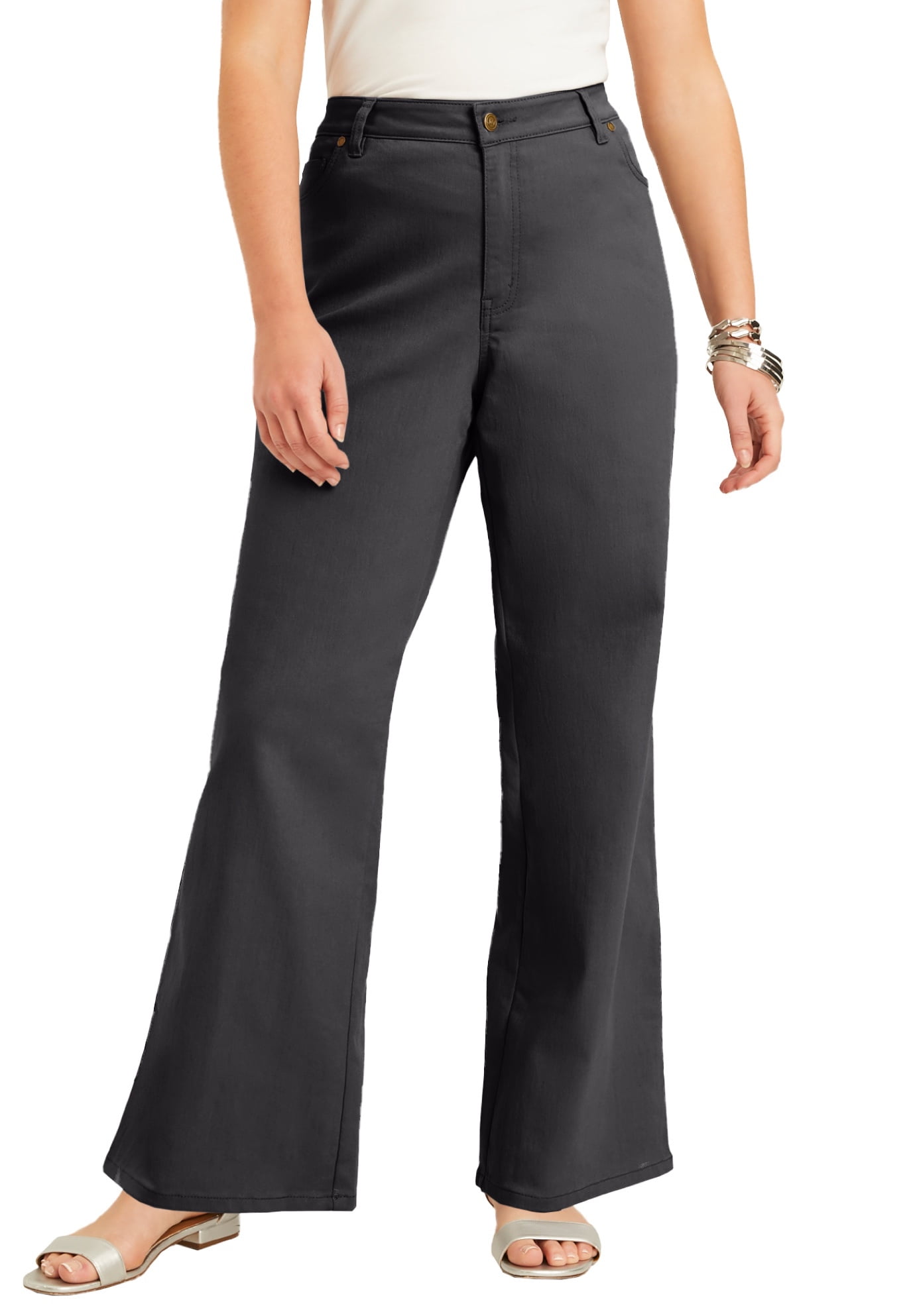 June + Vie Women's Plus Size Curvie Fit Wide-Leg Jeans - Walmart.com