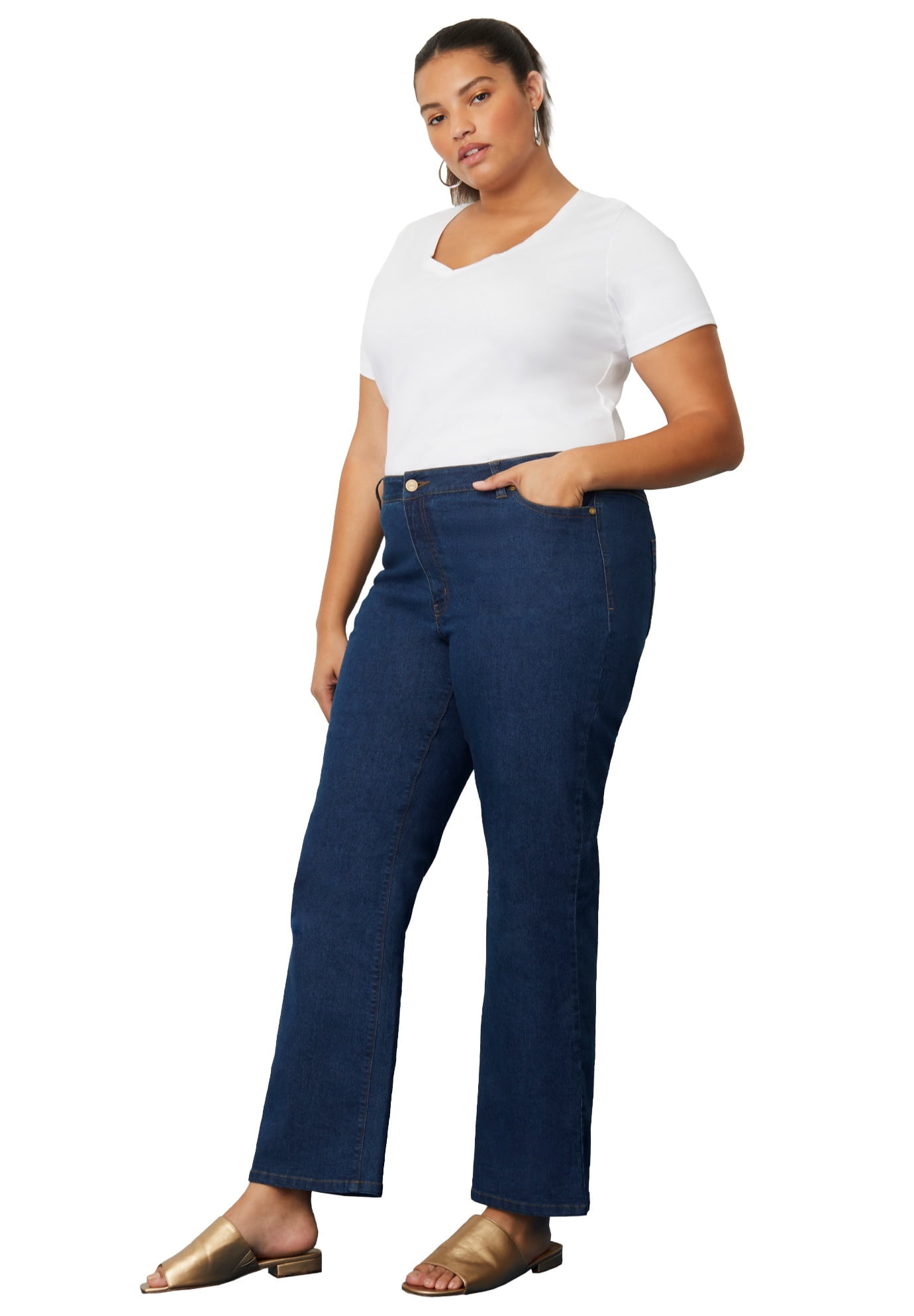June + Vie Women's Plus Size June Fit Boyfriend Jeans - Walmart.com