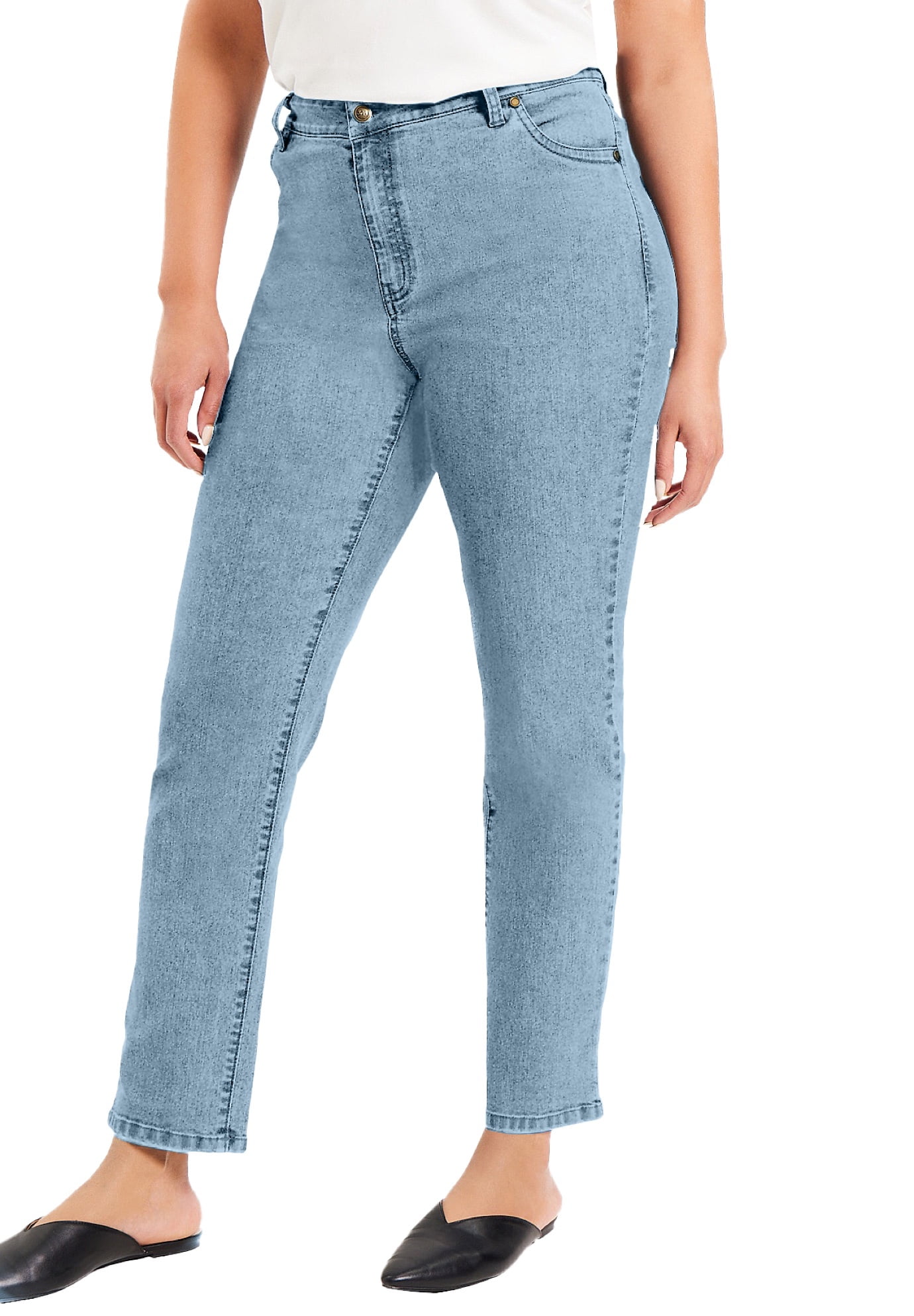 June + Vie Women's Plus Size June Fit Straight-Leg Jeans - Walmart.com