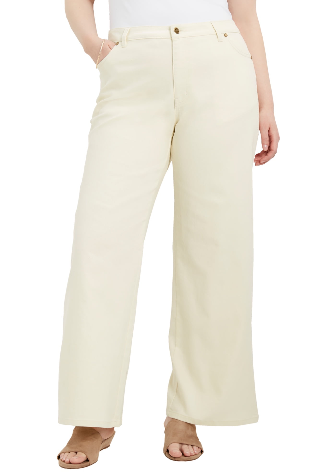 June + Vie Women's Plus Size June Fit Wide-Leg Jeans - Walmart.com