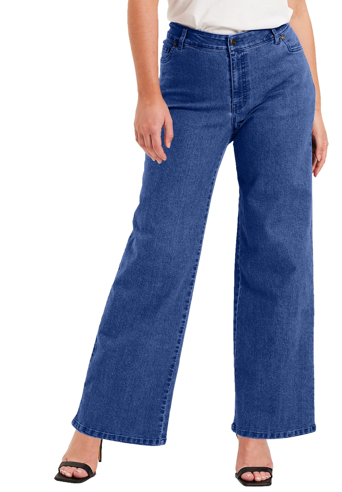June + Vie Women's Plus Size June Fit Wide-Leg Jeans - Walmart.com