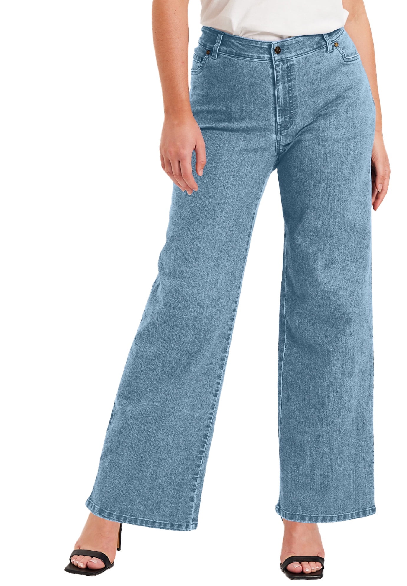 June + Vie Women's Plus Size June Fit Wide-Leg Jeans - Walmart.com