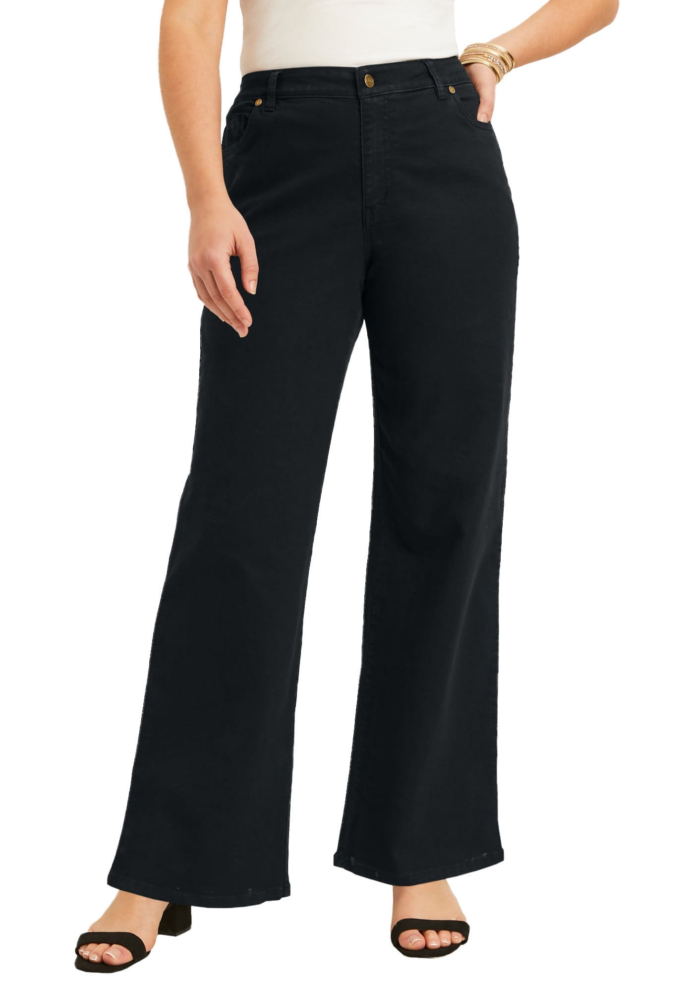 June + Vie Women's Plus Size June Fit Wide-Leg Jeans - Walmart.com