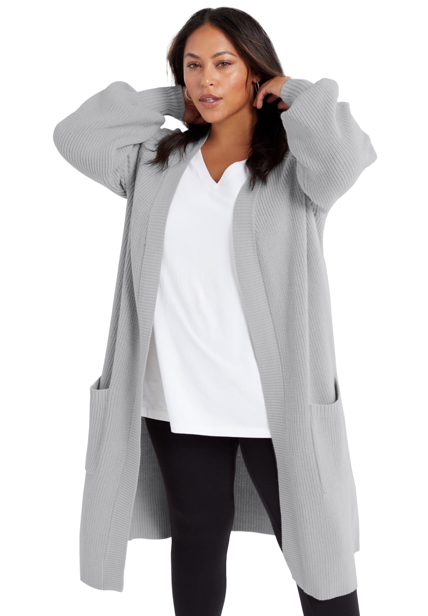 June + Vie Women's Plus Size Open-Front Cardigan - Walmart.com