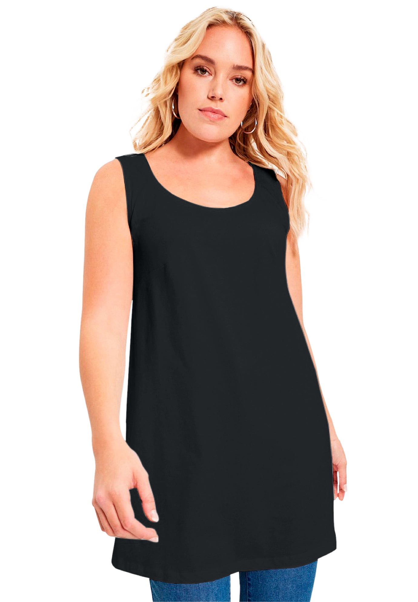 June + Vie Women's Plus Size Scoopneck One + Only Tunic Tank - Walmart.com