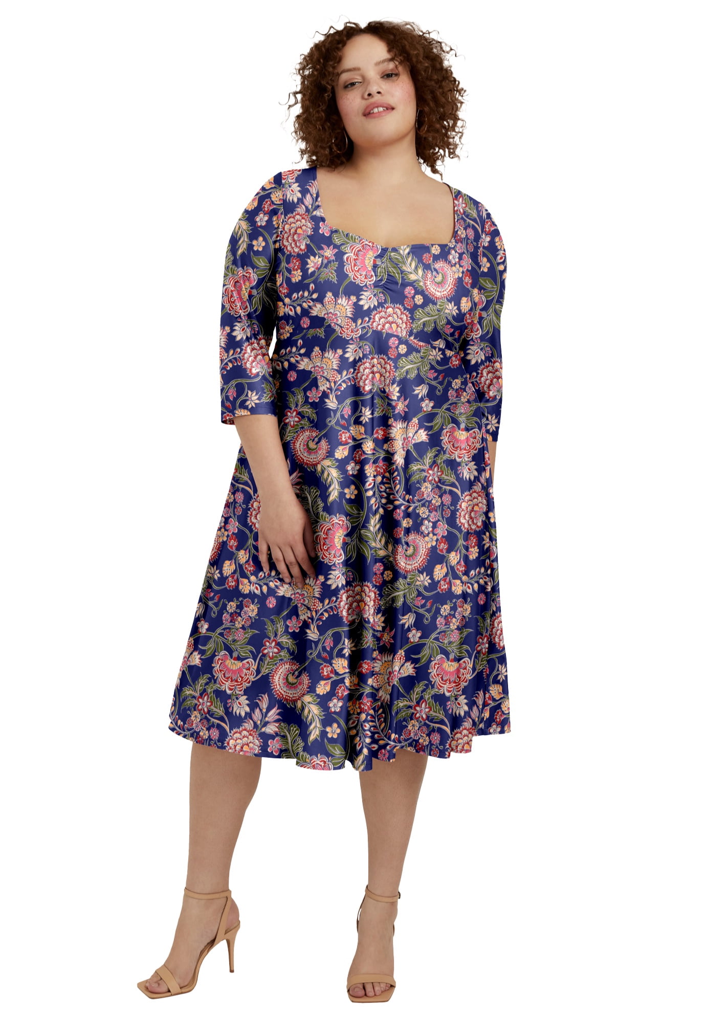 June + Vie Women's Plus Size Sweetheart Swing Dress - Walmart.com