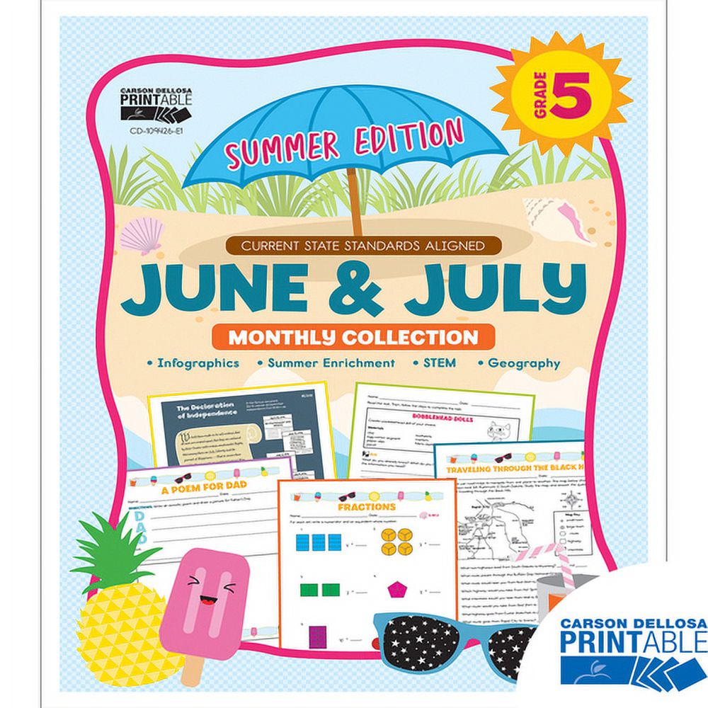 June and July Monthly Printable Collection Grade 5 - Walmart.com
