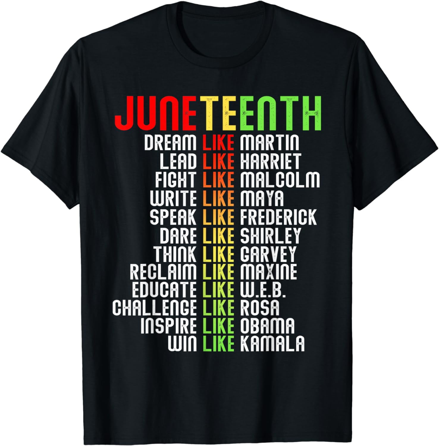 June_teeth Dream Like Leaders Black Men Women Boys Girls T-Shirt ...