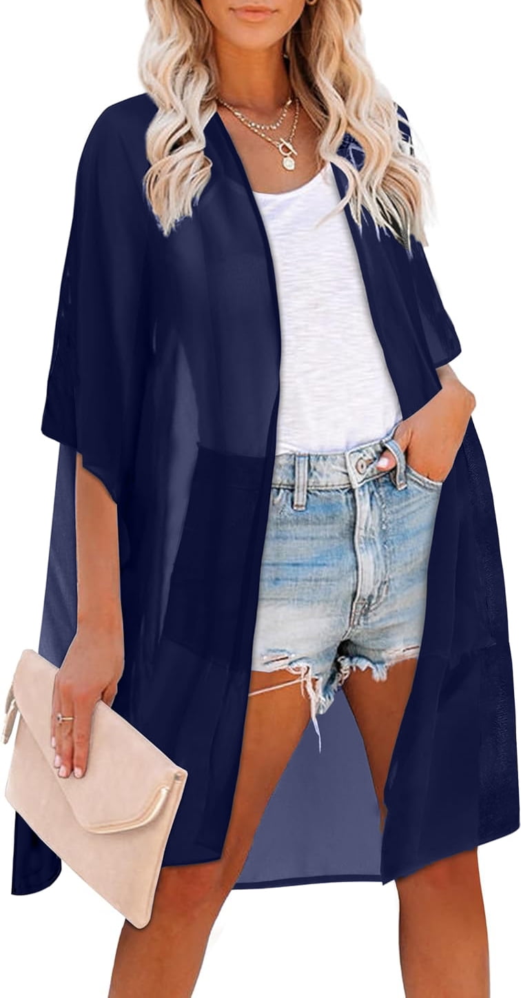 JuneFish Women Beach Kimono Swimsuit Bathing Suit Cover Up Swimwear ...