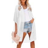 JuneFish Women's Beach Kimono, Sheer Chiffon Swimwear Cover Up, Bathing ...