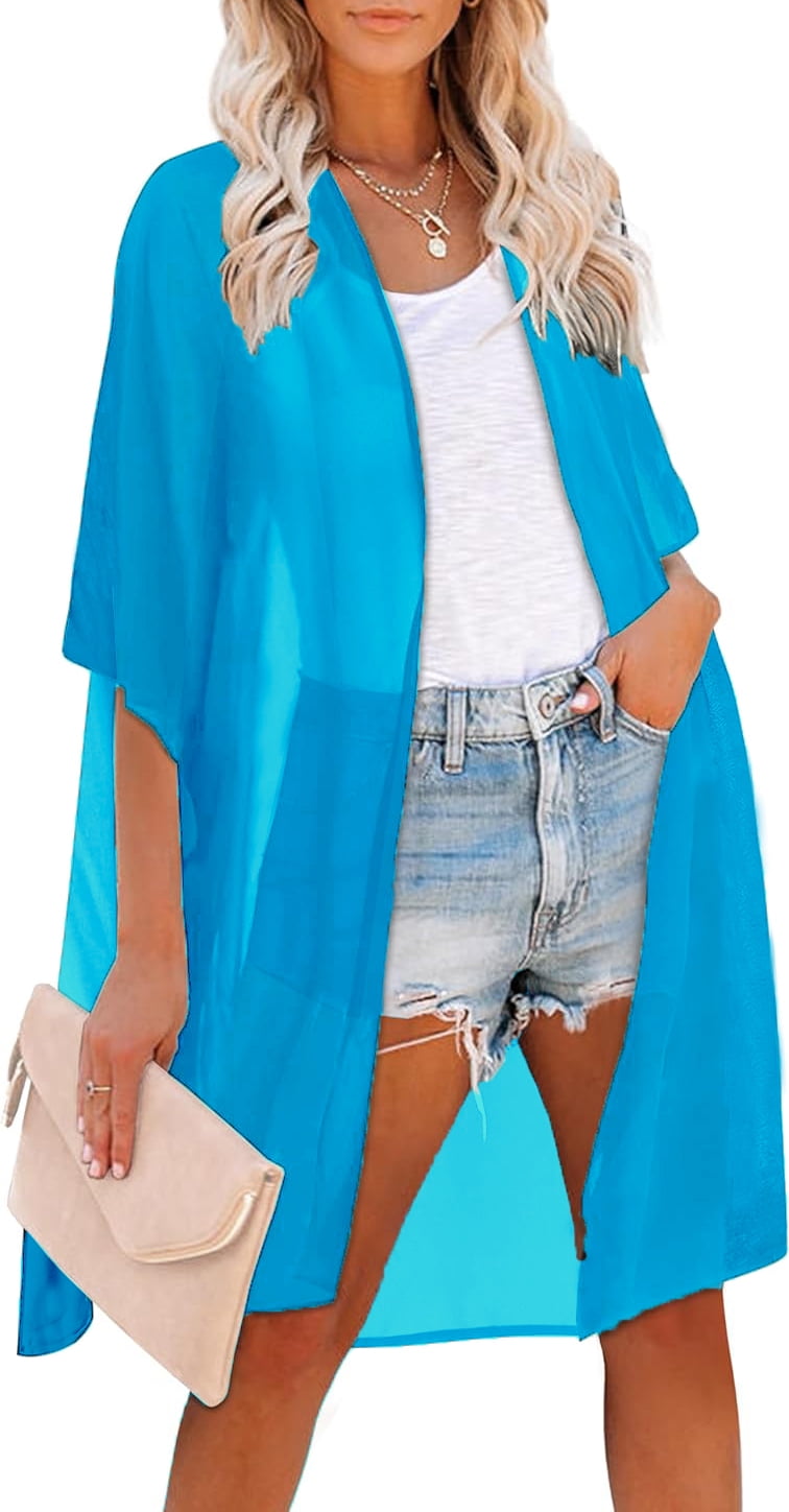 JuneFish Women Beach Kimono Swimsuit Bathing Suit Cover Up Swimwear ...