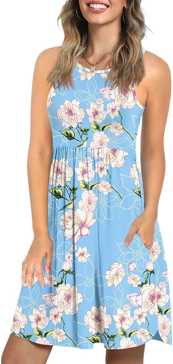 JuneFish Women's Casual Summer Sundress, Stretchy Tank Dress with ...