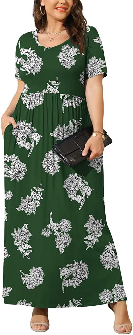 JuneFish Plus Size 2X-6X Women's Summer Maxi Dress, Loose Fit with ...