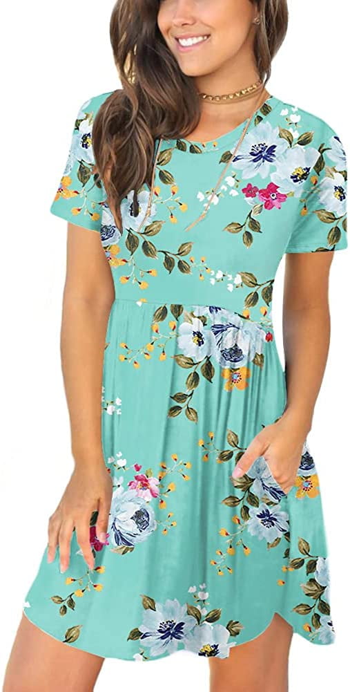 JuneFish Women's Casual Summer Dresses, Short Sleeve, Beach Style, with ...