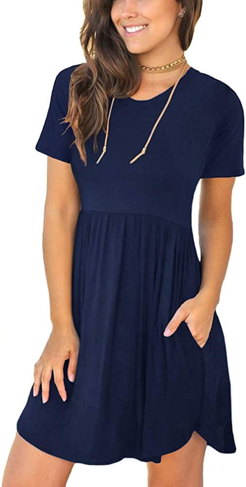 JuneFish Women's Summer Short Sleeve Casual Dresses Beach Flowy ...