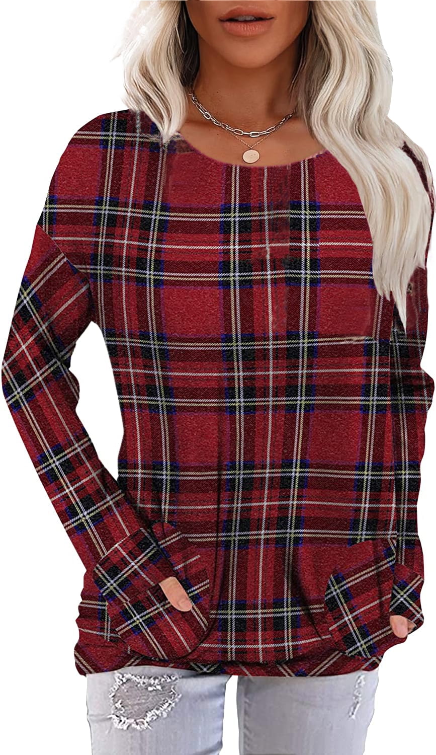 JuneFish Fashion Women's Casual Loose Long Sleeve Tunic Tops with ...