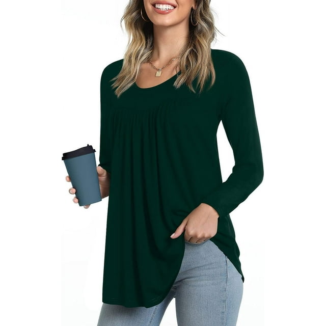 JuneFish Womens Long Sleeve Tops Casual Basic T-Shirts - Walmart.com
