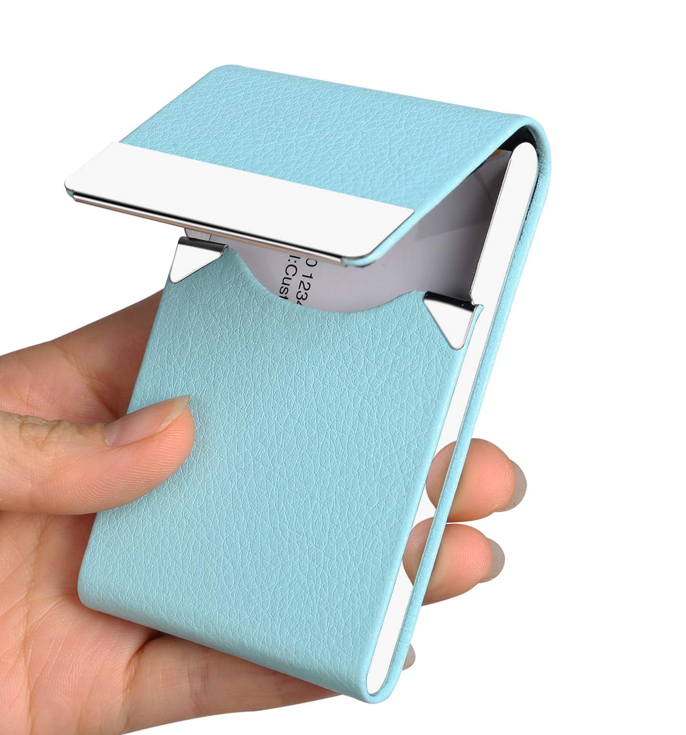 JuneLsy Professional Business Card Holder Case PU Leather Metal Name ...