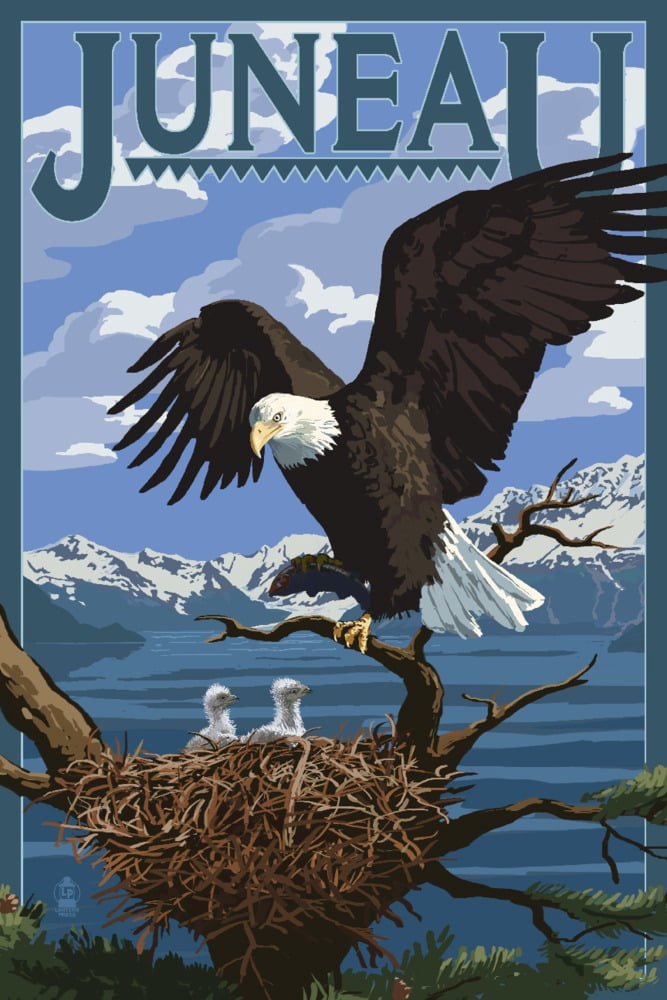 Juneau, Alaska, Eagle (16x24 Giclee Gallery Art Print, Vivid Textured ...