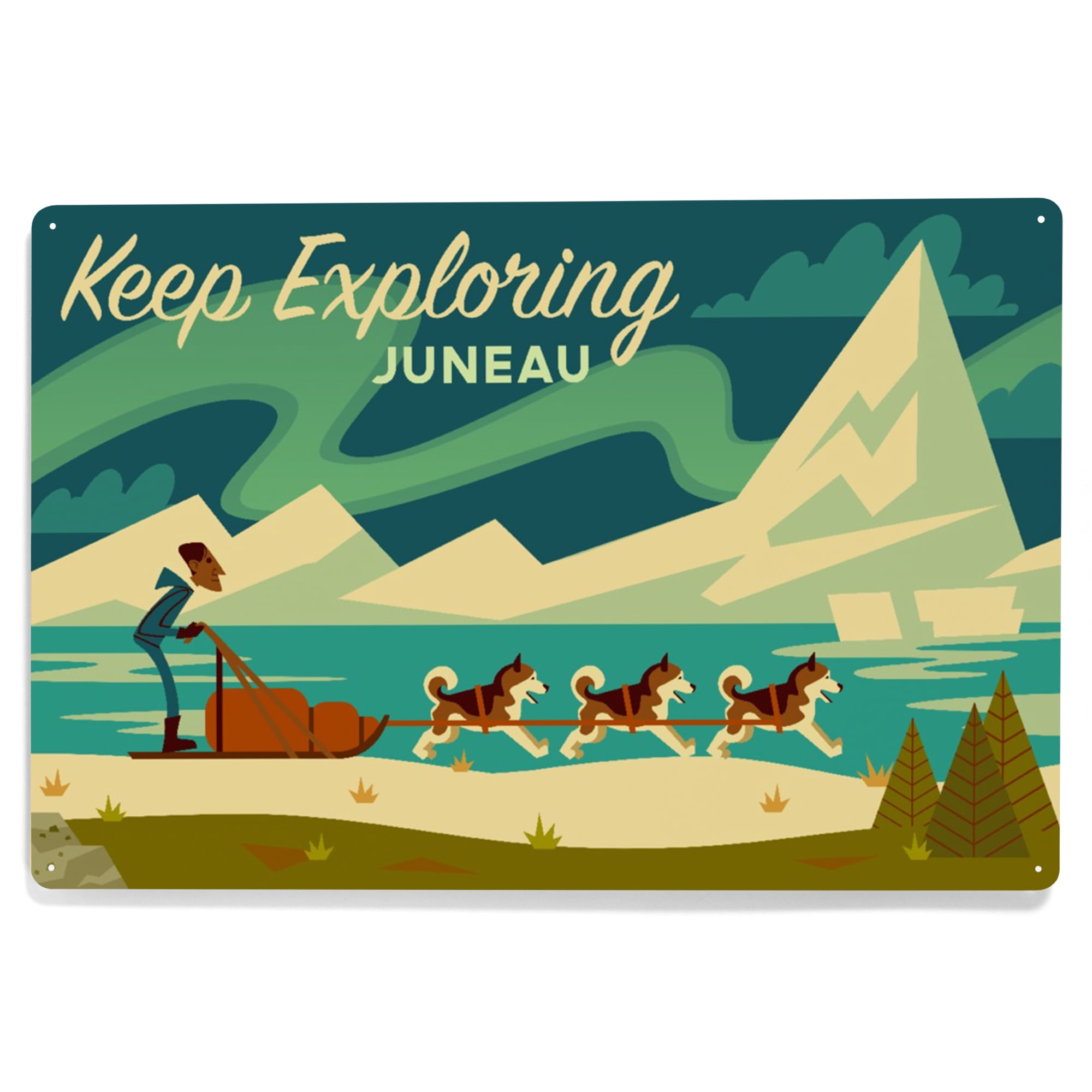 Juneau, Alaska, Keep Exploring, Geometric (12x18 Aluminum Art, Indoor ...