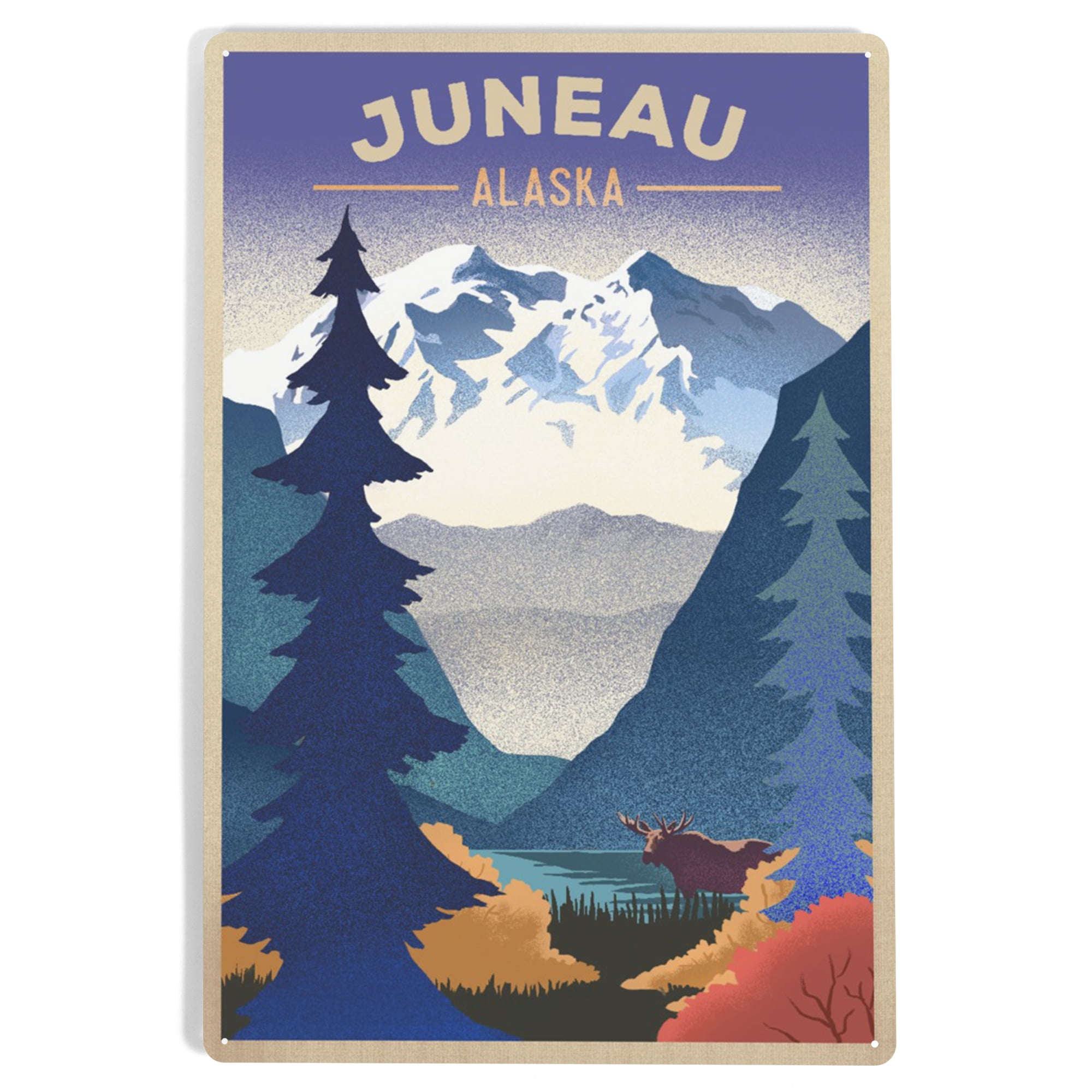 Juneau, Alaska, Litho (12x18 Aluminum Art, Indoor Outdoor Metal Sign ...