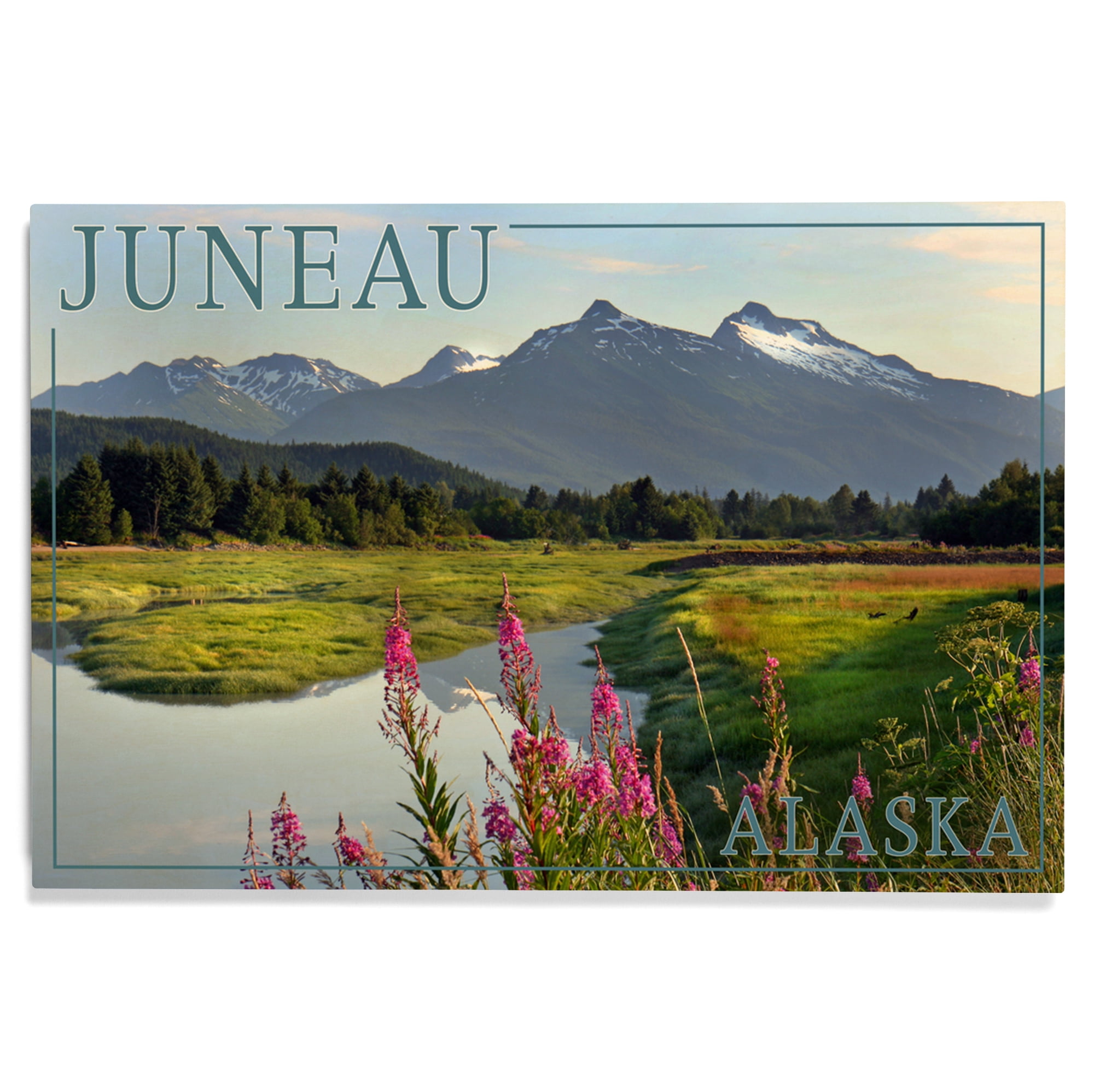 Juneau, Alaska, Mountain Wilderness and Fireweed Birch Wood Wall Sign ...