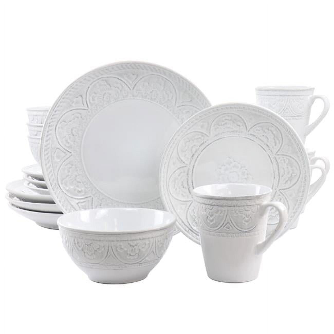Juneau Stoneware Dinnerware Set, White - 16 Piece - Walmart.com