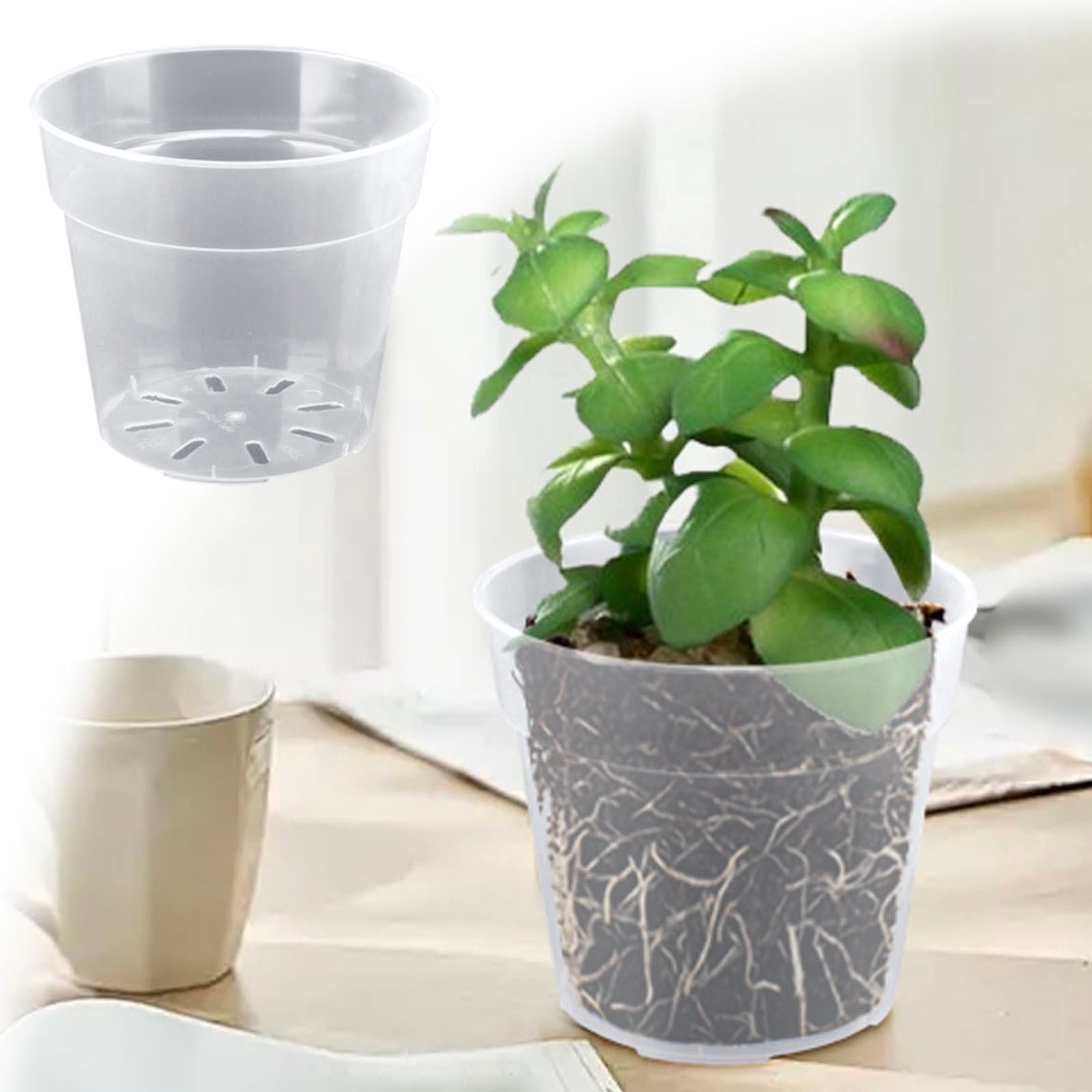 Junepar 5 Pcs Transparent Garden FlowerPots - 2/3/4/8/9/10/12 inch Pot ...