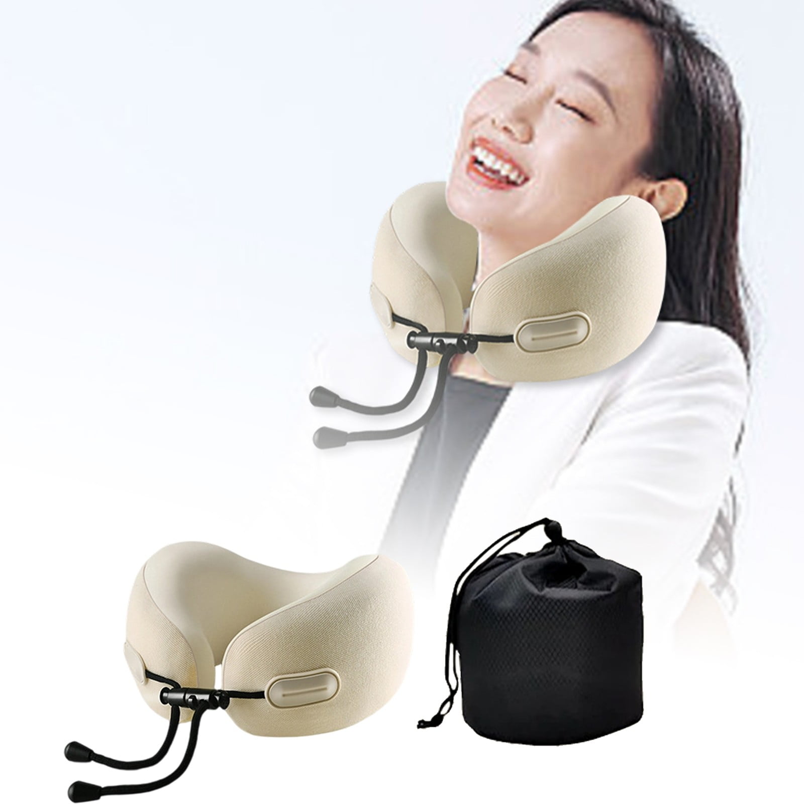Junepar Travel Neck Pillow For Airplane Sleep with Ergonomic Support ...