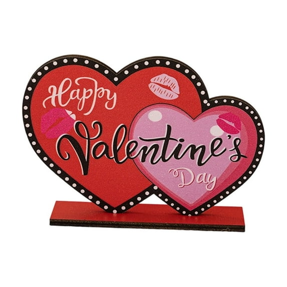 Junepar Valentines Table Decorations Wooden Sign Love Heart Red ...