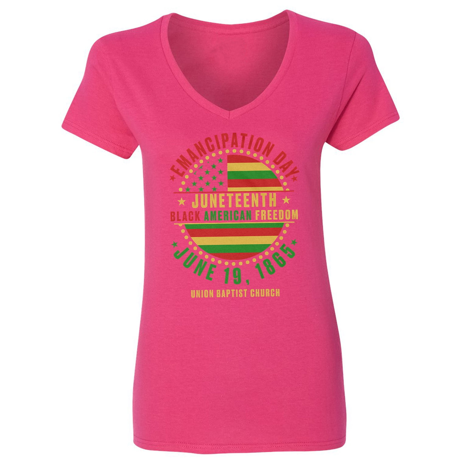 Juneteenth Freedom - Black Emancipation Day Ladies' V-Neck Tshirt (Pink ...