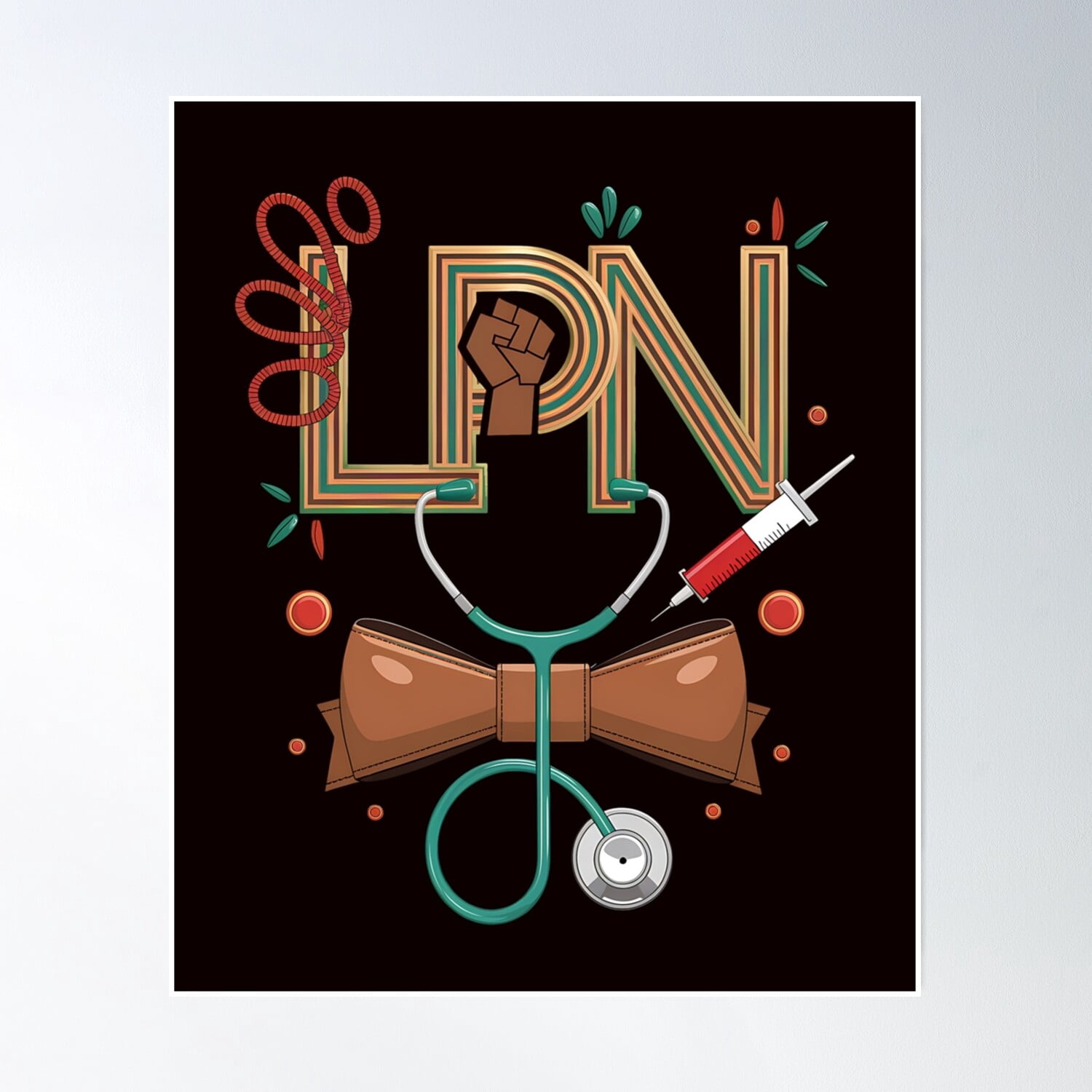 Juneteenth Lpn Licensed Practical Nurse Stethoscope Poster Wall Art ...
