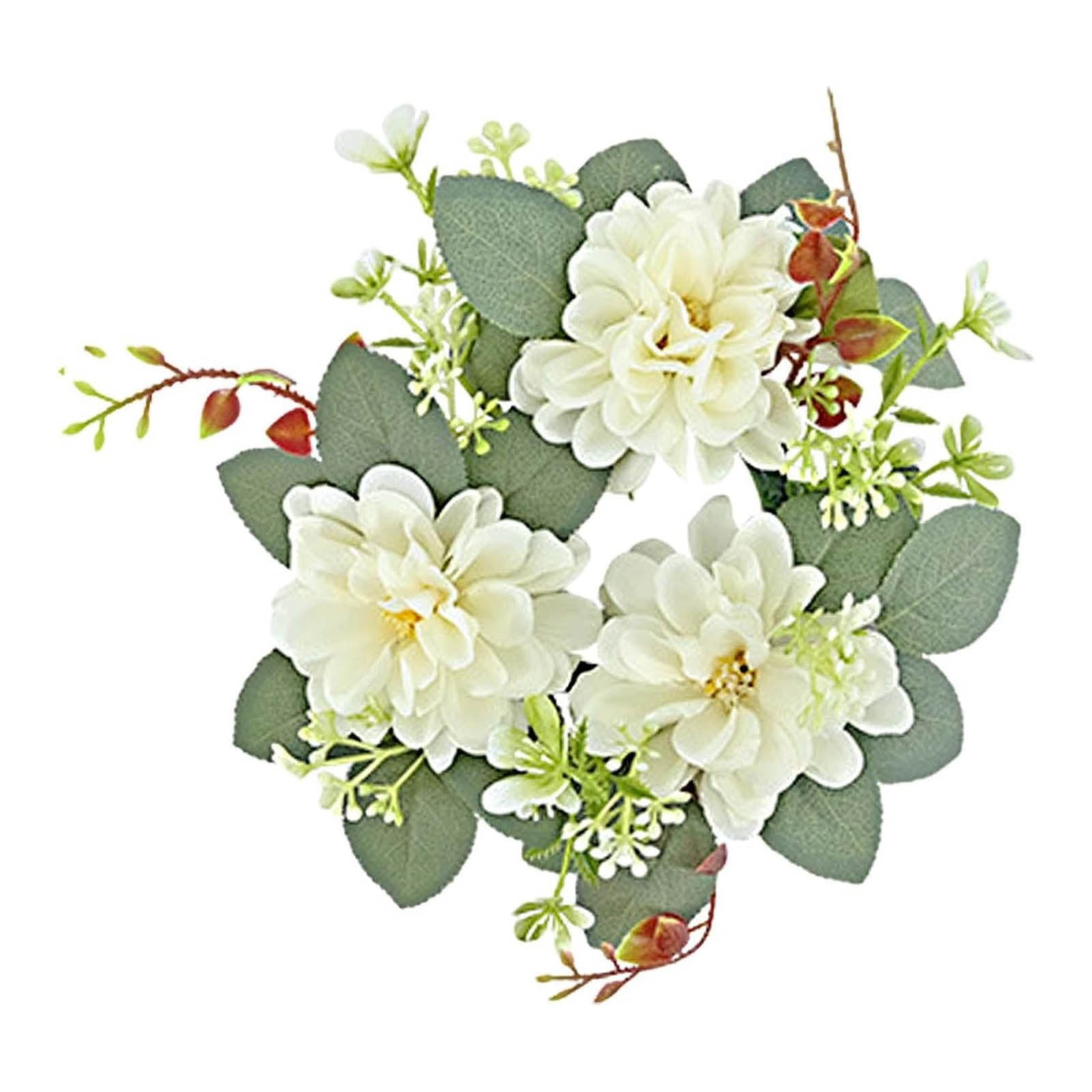 Jungdeepe Small Candle Rings Wreaths Flower Candle Rings Flower Garland ...