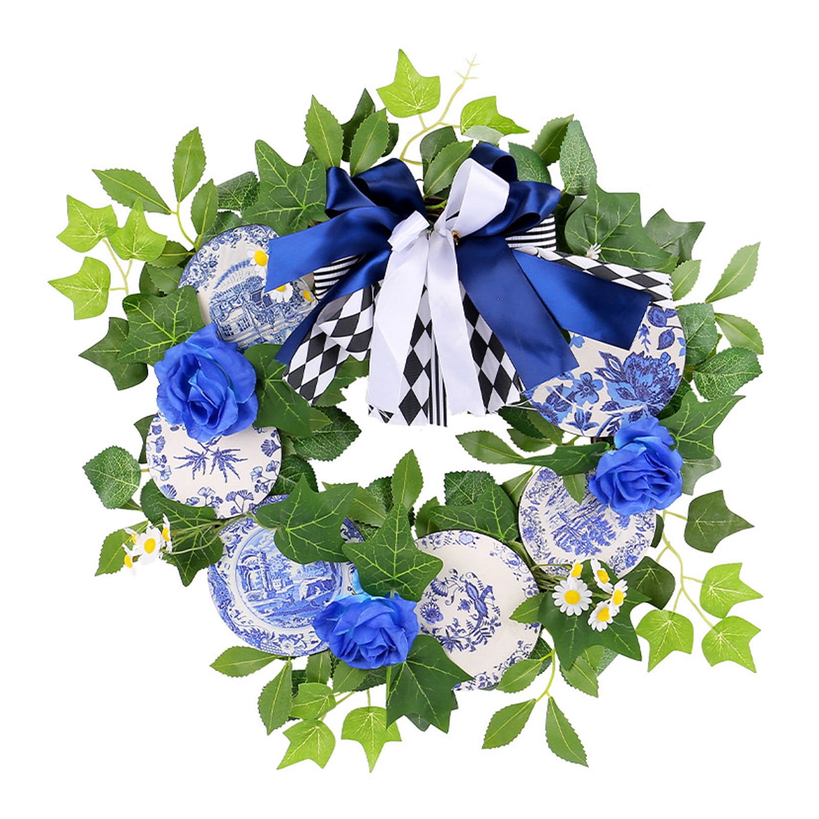 Jungdeepe Spring Wreath Celadon Pattern Withered Wreath Wreath Outdoor Patio Decoration Door ...