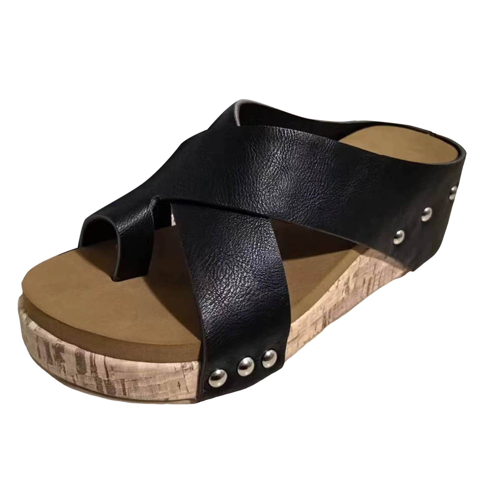 Jungdeepe Women's Solid Color Sandals With Sloping High Heels - Walmart.com