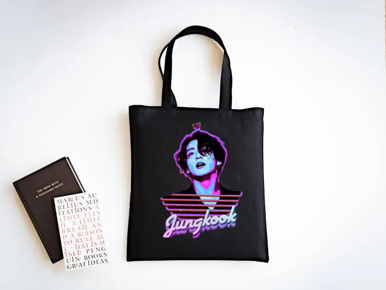 Jungkook BTS Retro Kpop Idol Vintage Concert Graphic Fan Style Tote Bag ...