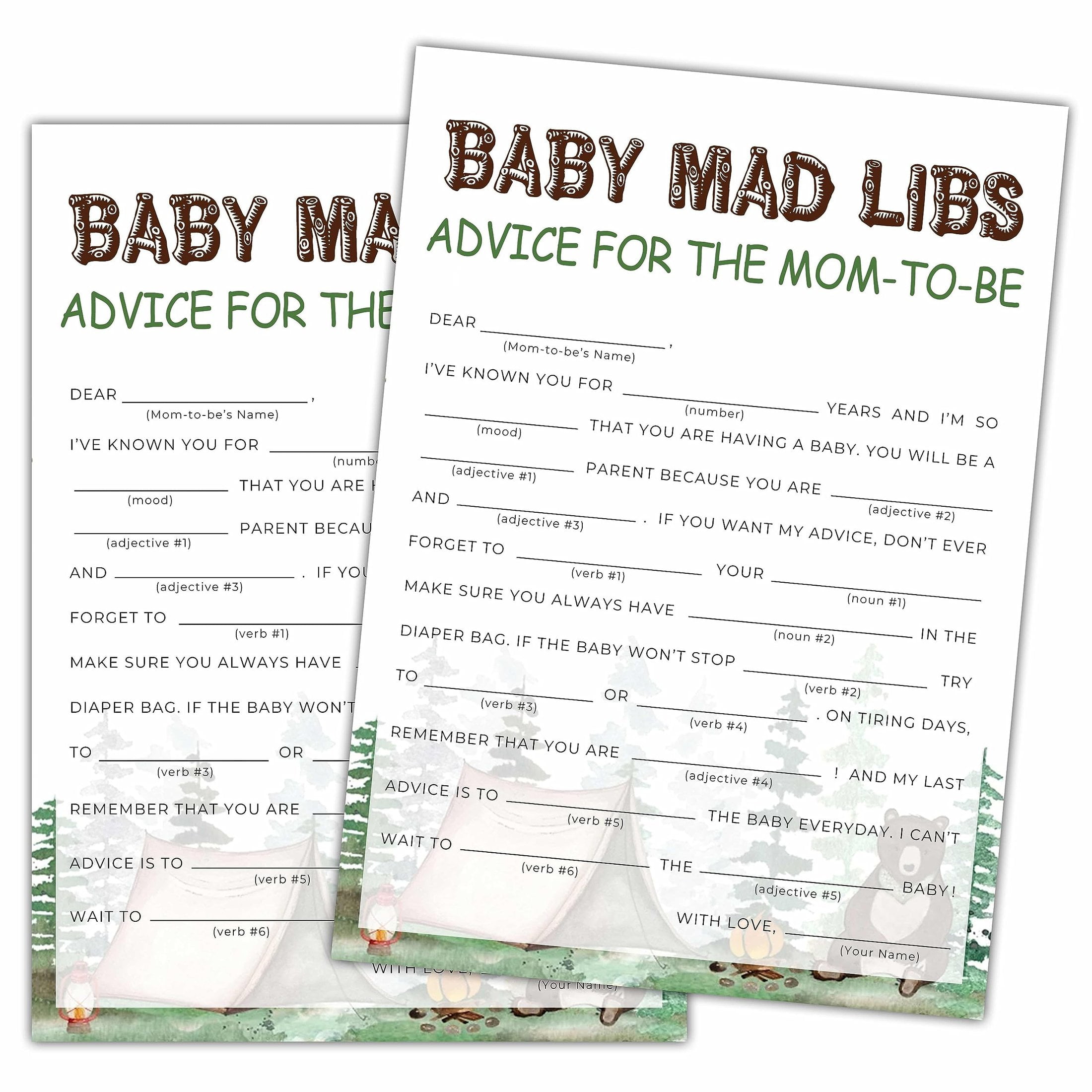 Jungle Adventure Baby Shower Game Set, 25 Gender Neutral Mad Libs Cards ...