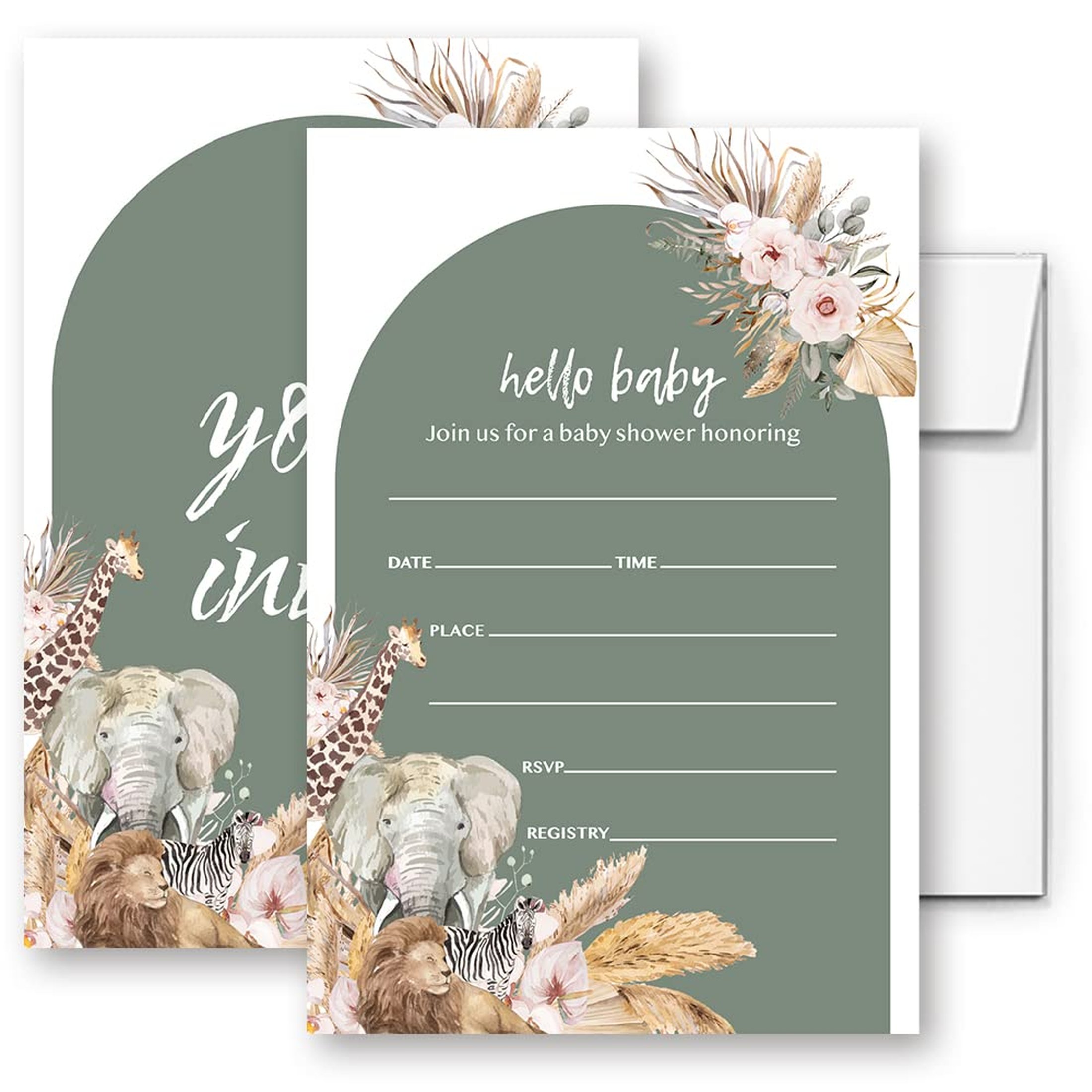 Jungle Adventure Baby Shower Invitations - Celebrate your little one's ...