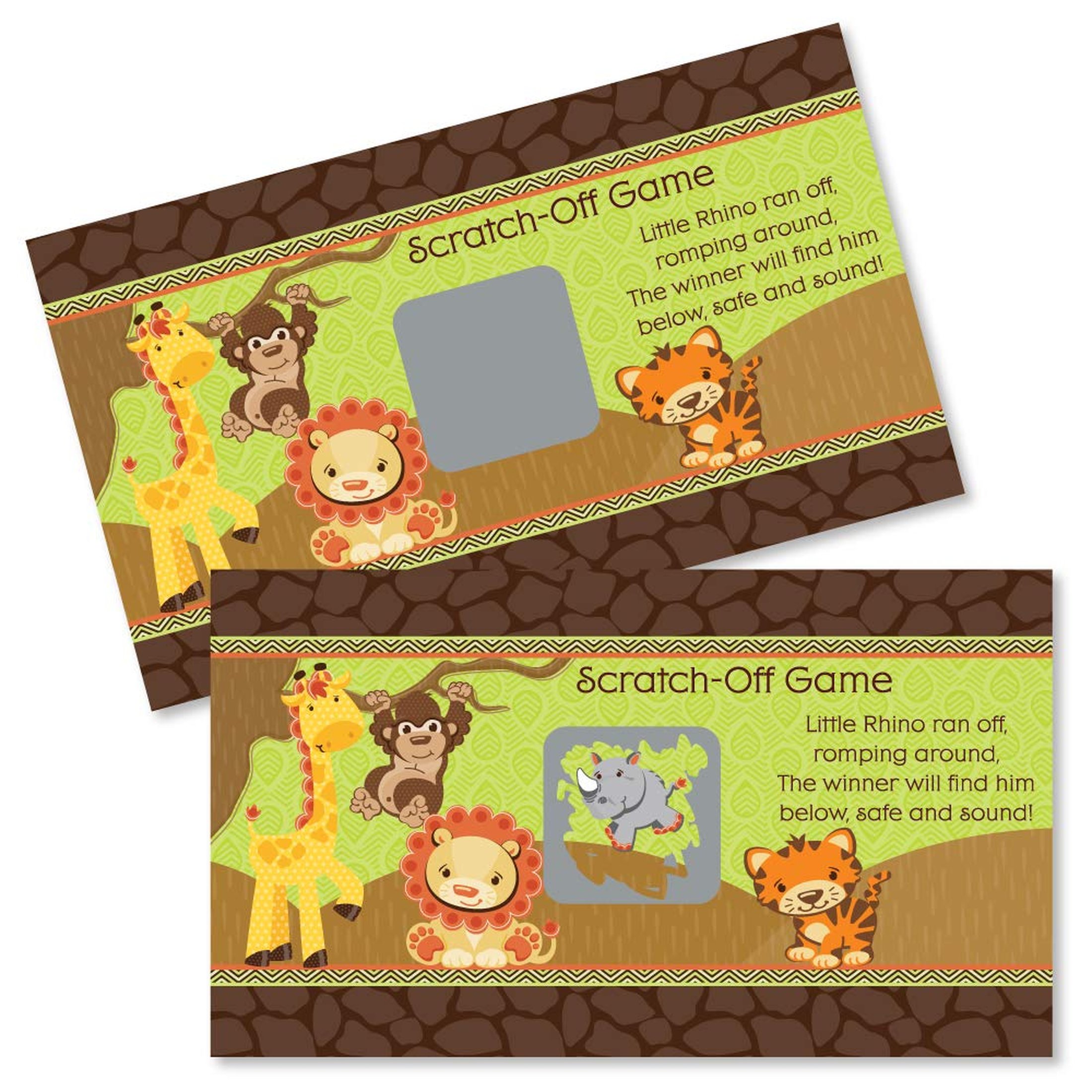 Jungle Adventure Scratch-Off Cards for Baby Showers and Birthday ...