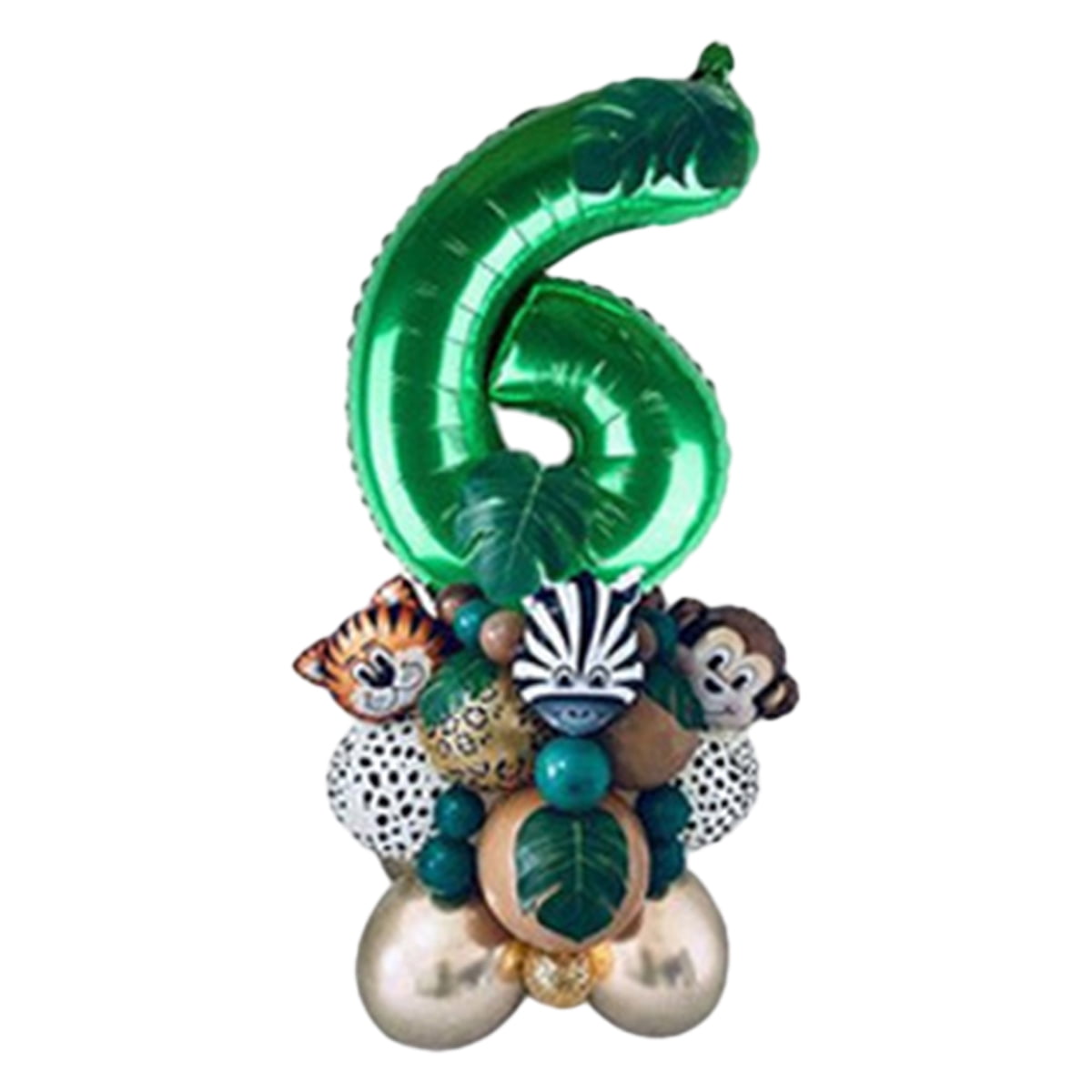 Jungle Animal Balloons Set, Green Large Number Balloons for Animal ...