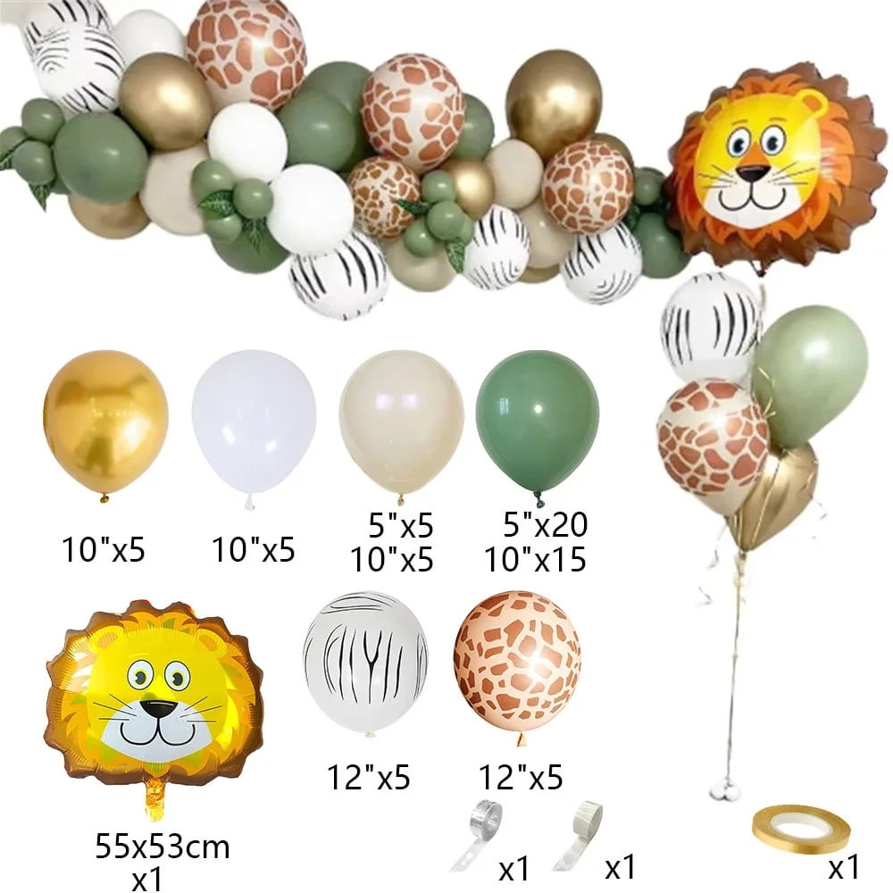Jungle Animal Birthday Balloons Sage Green Number Balloons Arch Garland ...