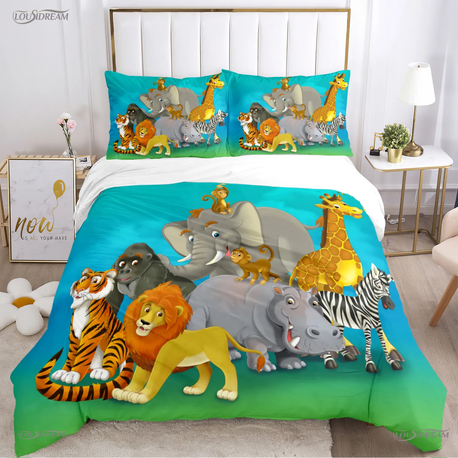 Jungle Animal Duvet Cover Cartoon Comforter Bedding sets Soft Quilt ...