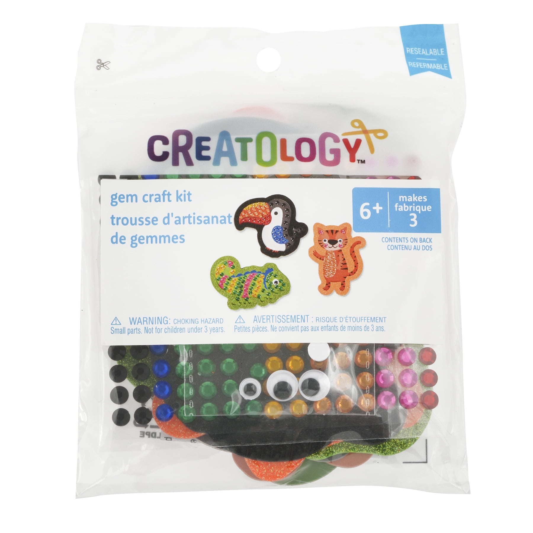 Jungle Animal Gem Craft Kit by Creatology™ - makes 3 projects - Walmart.com