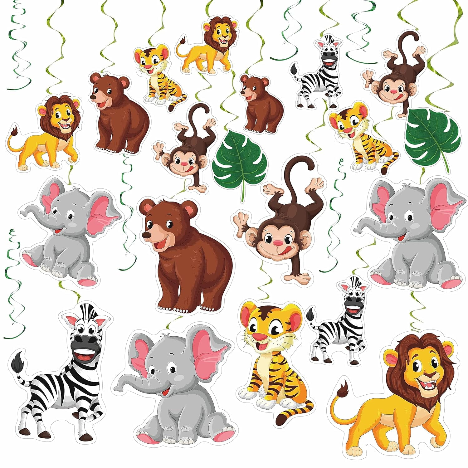 Jungle Animal Party Swirls Decorations Ceiling Hanging Animal Theme For ...