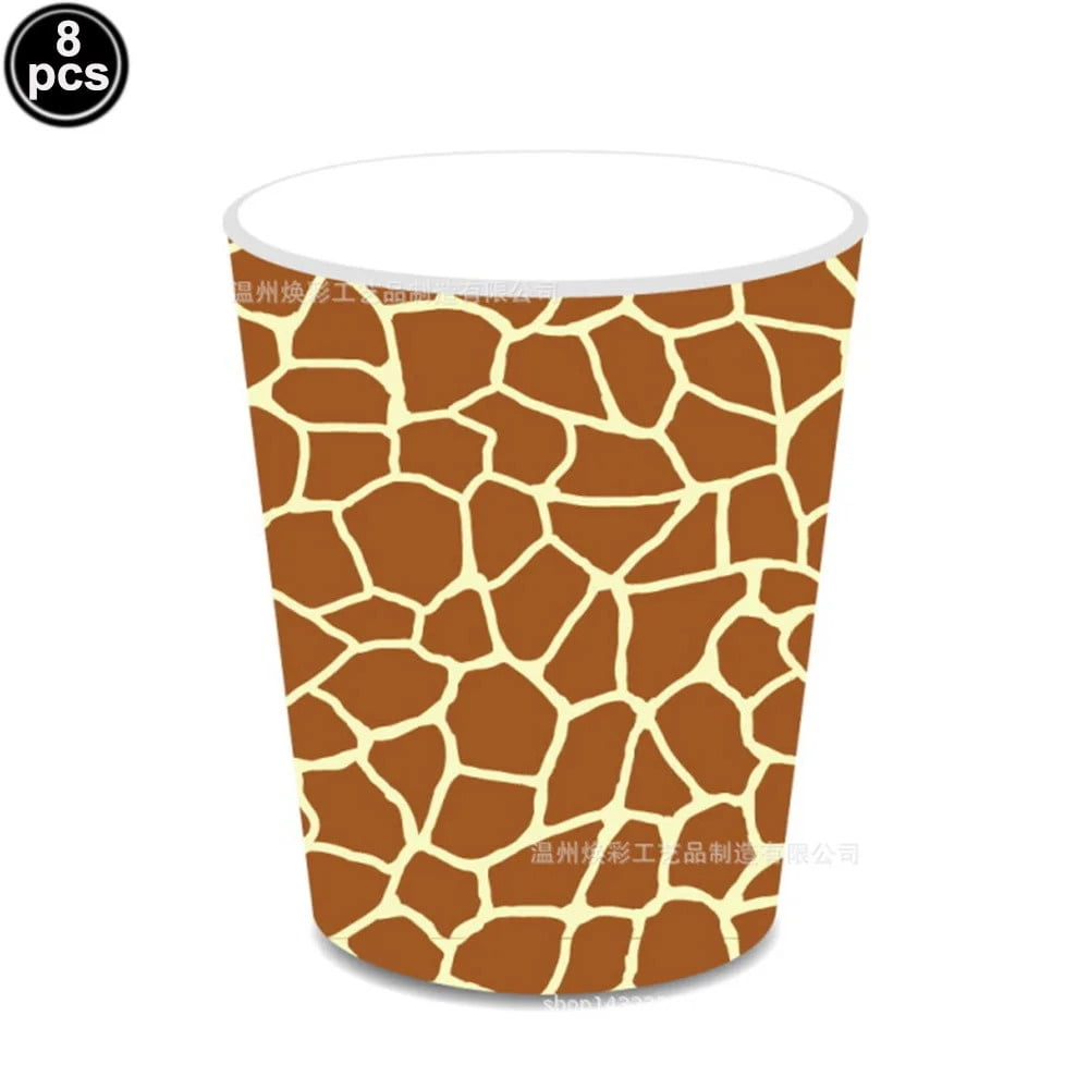 Jungle Animal Print Party Paper Plates Tiger Giraffe Leopard Disposable ...