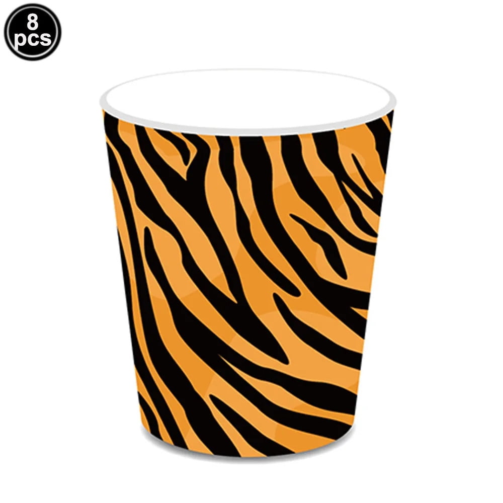 Jungle Animal Print Party Paper Plates Tiger Giraffe Leopard Disposable ...