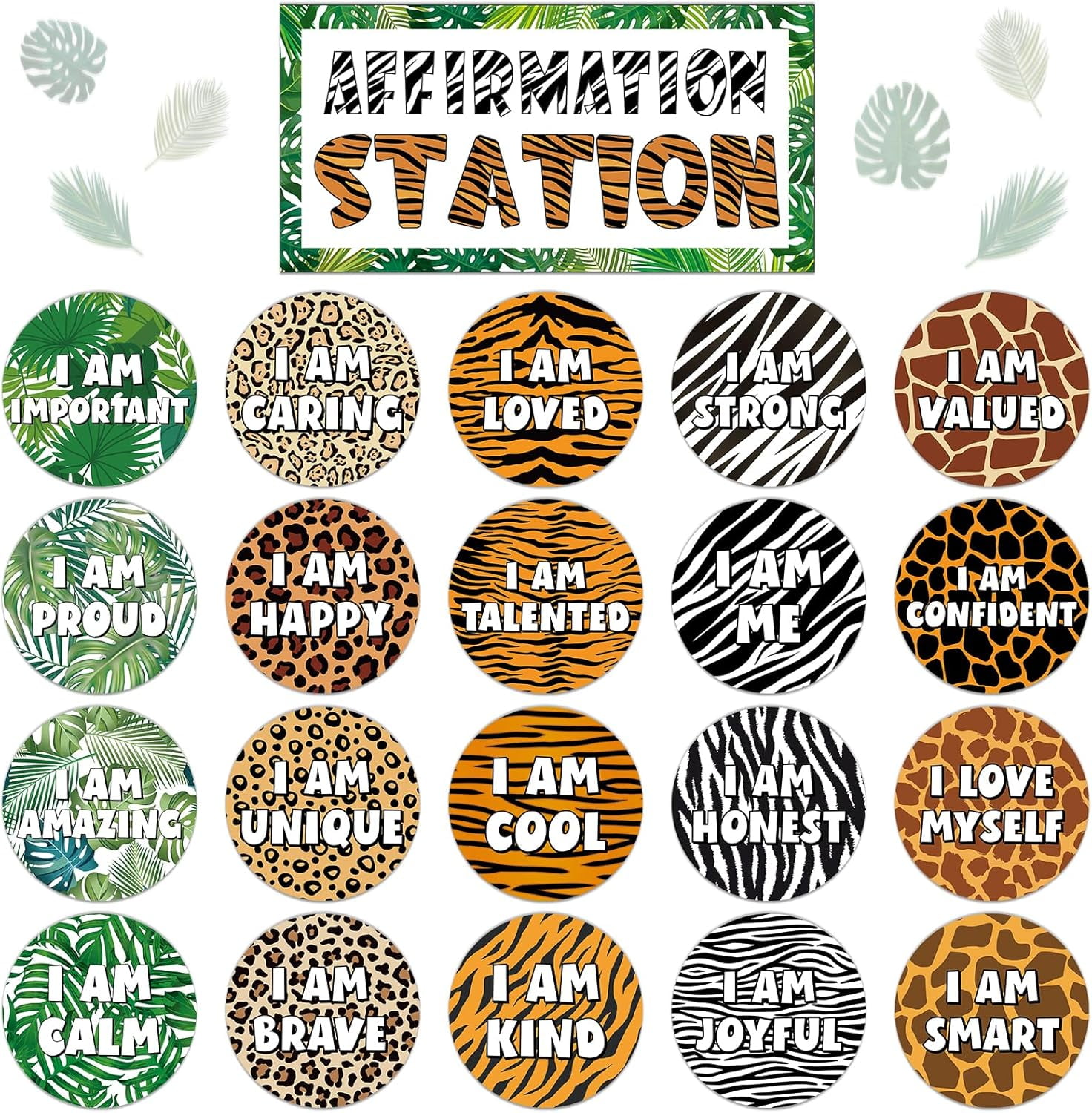 Jungle Animals Affirmation Station Bulletin Board Set Safari Forest ...