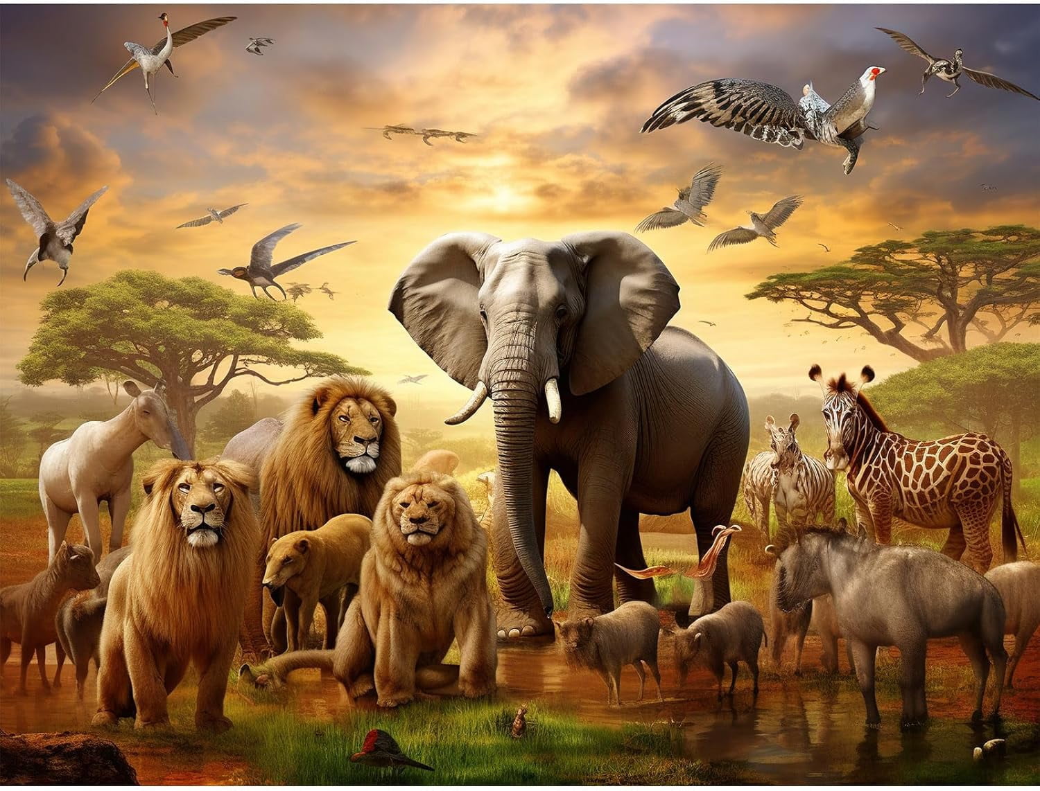 Jungle Animals Backdrop Summer Tropical African Forest Wild Animals ...