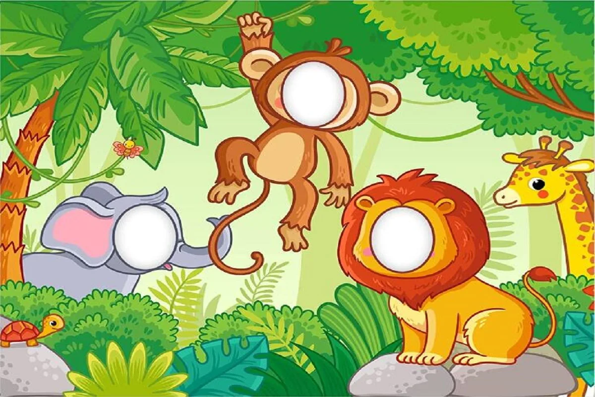 Jungle Animals Banner Backdrop Monkey Lion Elephant Giraffe Pretend ...